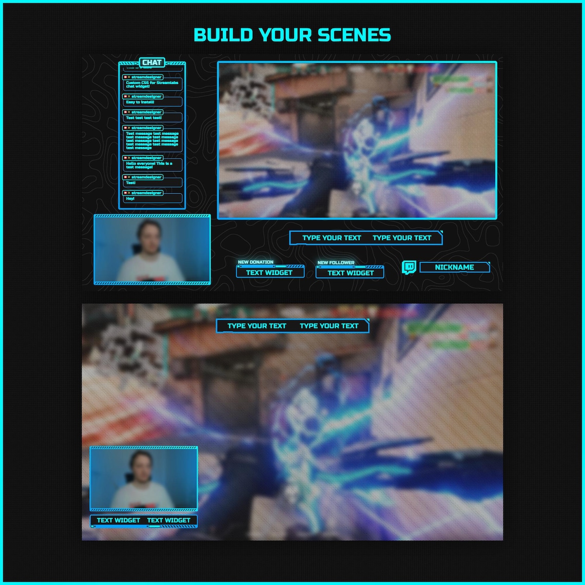 Animated Blue Neon Stream Overlay Package: Topographic Dark Style - Etsy