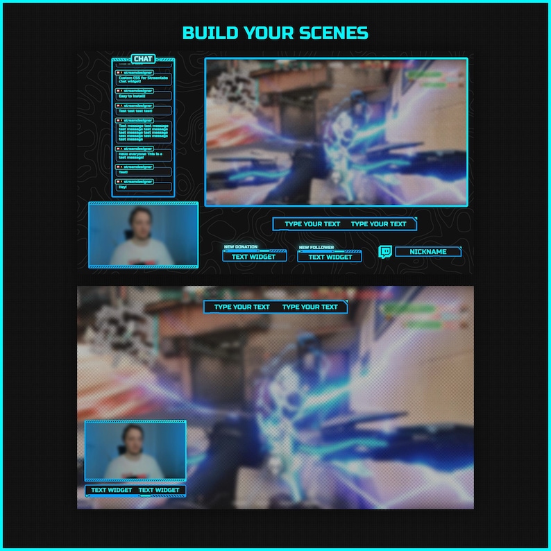 Animated Blue Neon Stream Overlay Package: Topographic Dark Style - Etsy