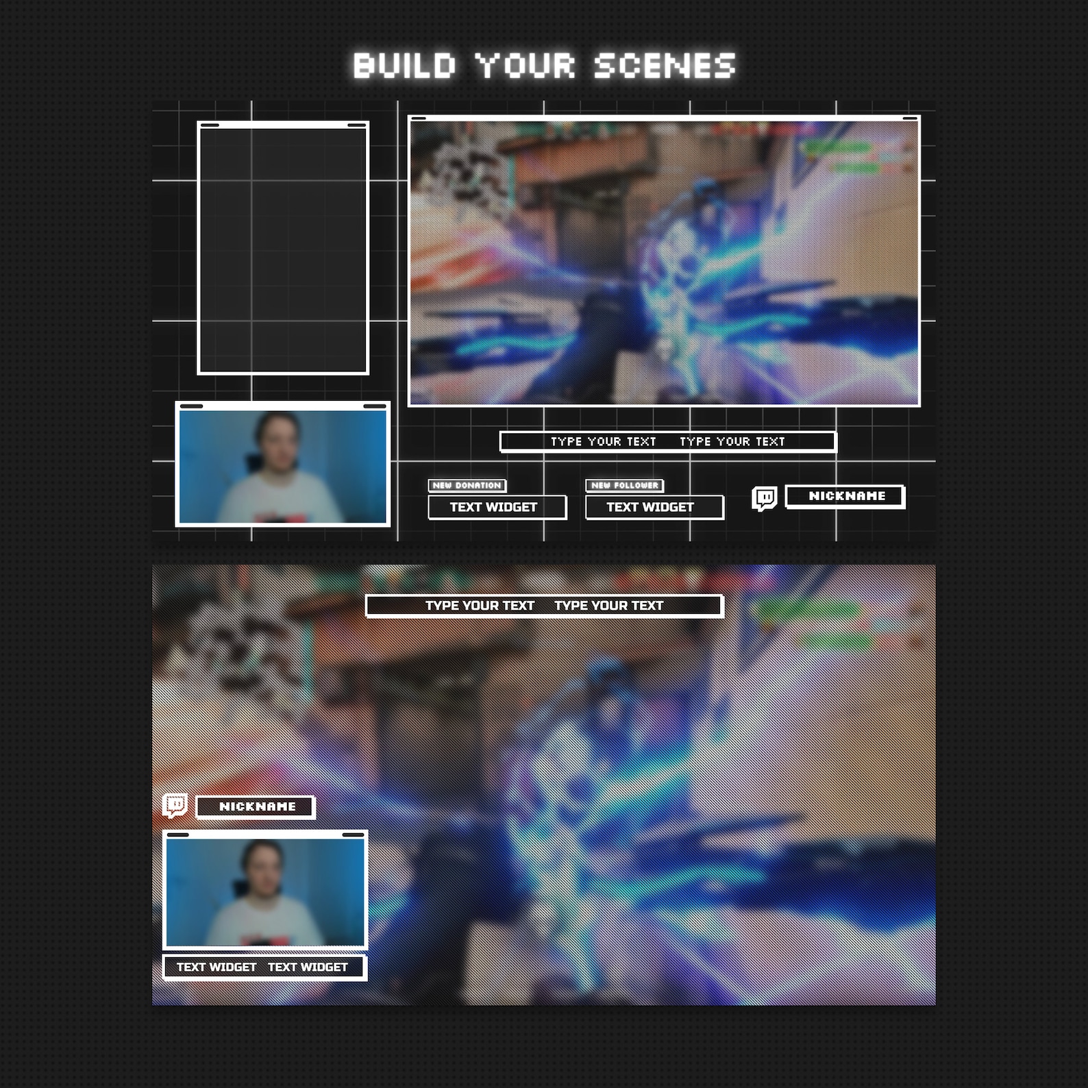 Animated DARK Retro Neon Stream Overlays Package for Twitch, Youtube ...