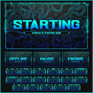 Animated BLUE Stream Overlays Package for Twitch, Youtube, OBS ...
