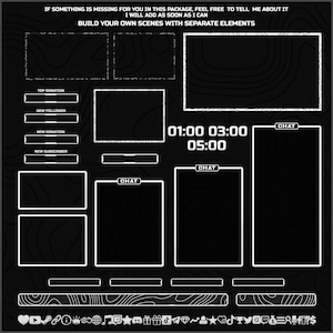 Animated Black and White Stream Overlays Package for Twitch, Youtube ...