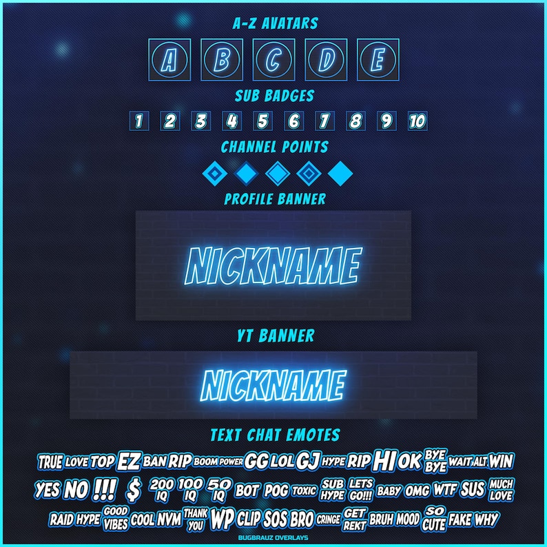 Animated BLUE NEON Stream OVERLAYS, Stream Panels, Alerts, Webcam ...