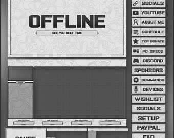 Animated Black and White Stream Overlays Package for Twitch, Youtube ...