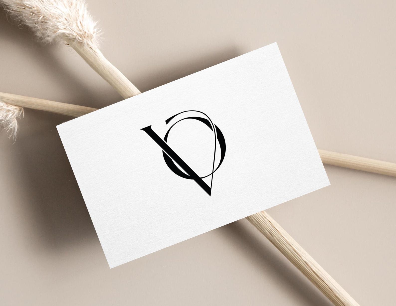 VO Monogram Wedding Logo | OV Monogram Logo | V and O Modern Minimalist ...