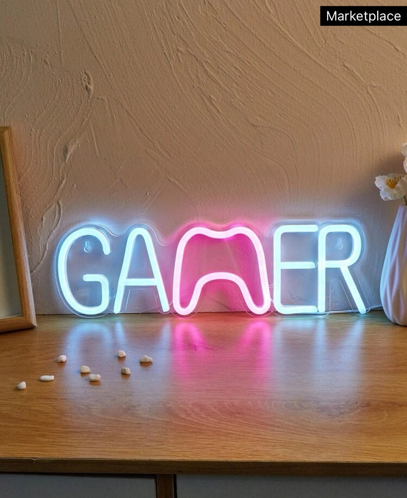 Gamer LED Neon Sign USB Powered Wall Neon Sign for Bedroom/living Room ...