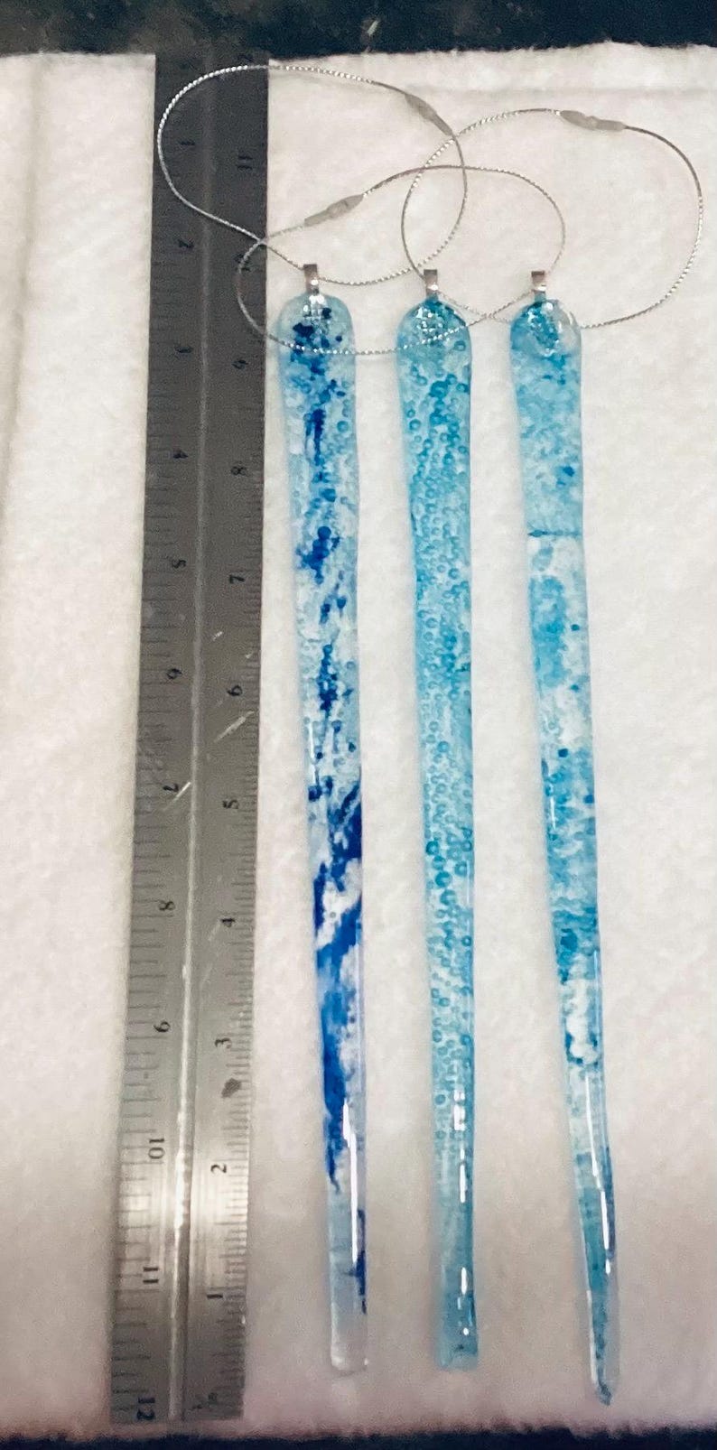 Beautiful Large Fused Glass Icicle Ornament/ Suncatcher Fused Glass ...