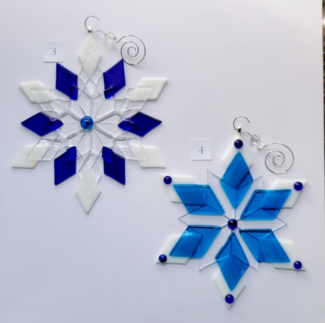 Glass Snowflake Ornament Fused Glass Stocking Stuffer/christmas Gift ...