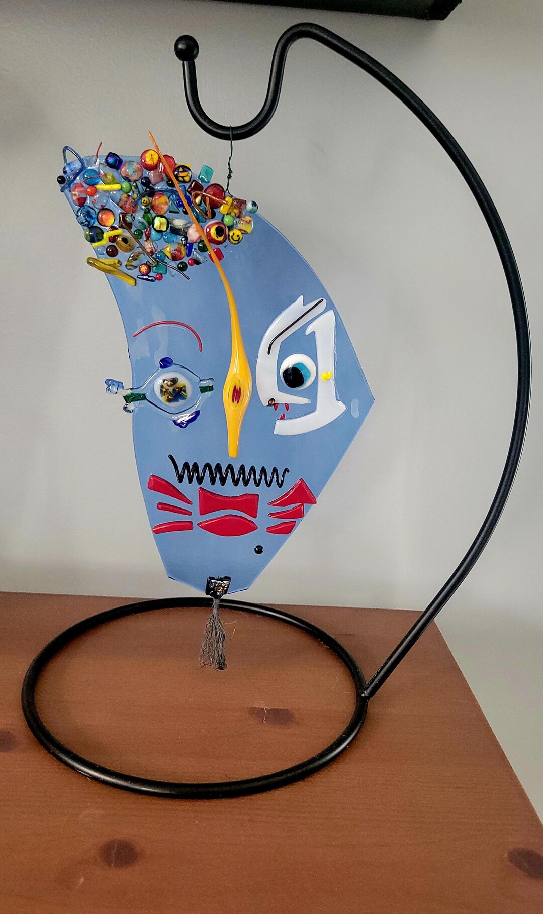 Pascal by Gari – Abstract Fused Glass & Copper Mask | Handmade 3D Wall ...