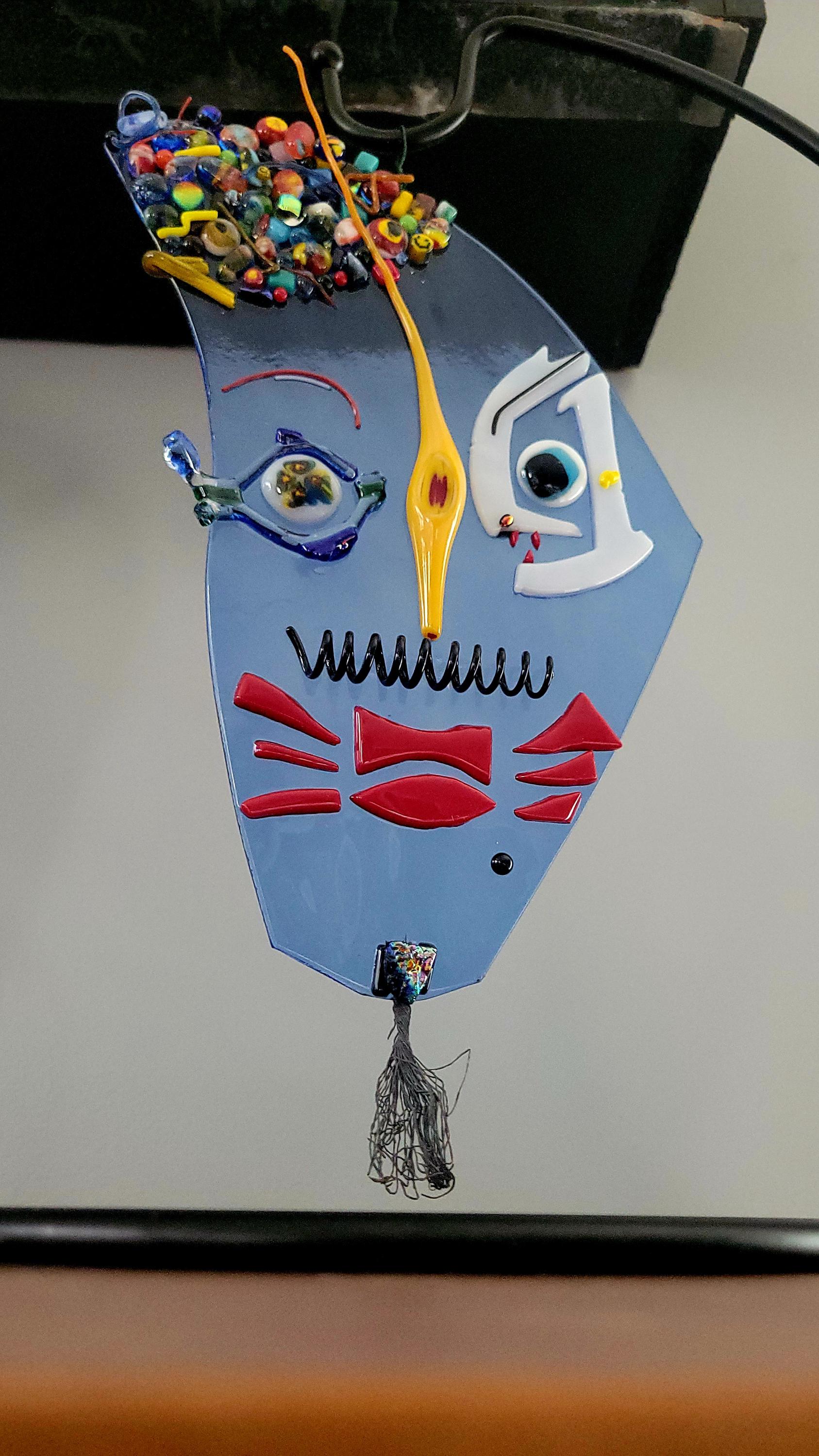 Pascal by Gari – Abstract Fused Glass & Copper Mask | Handmade 3D Wall ...