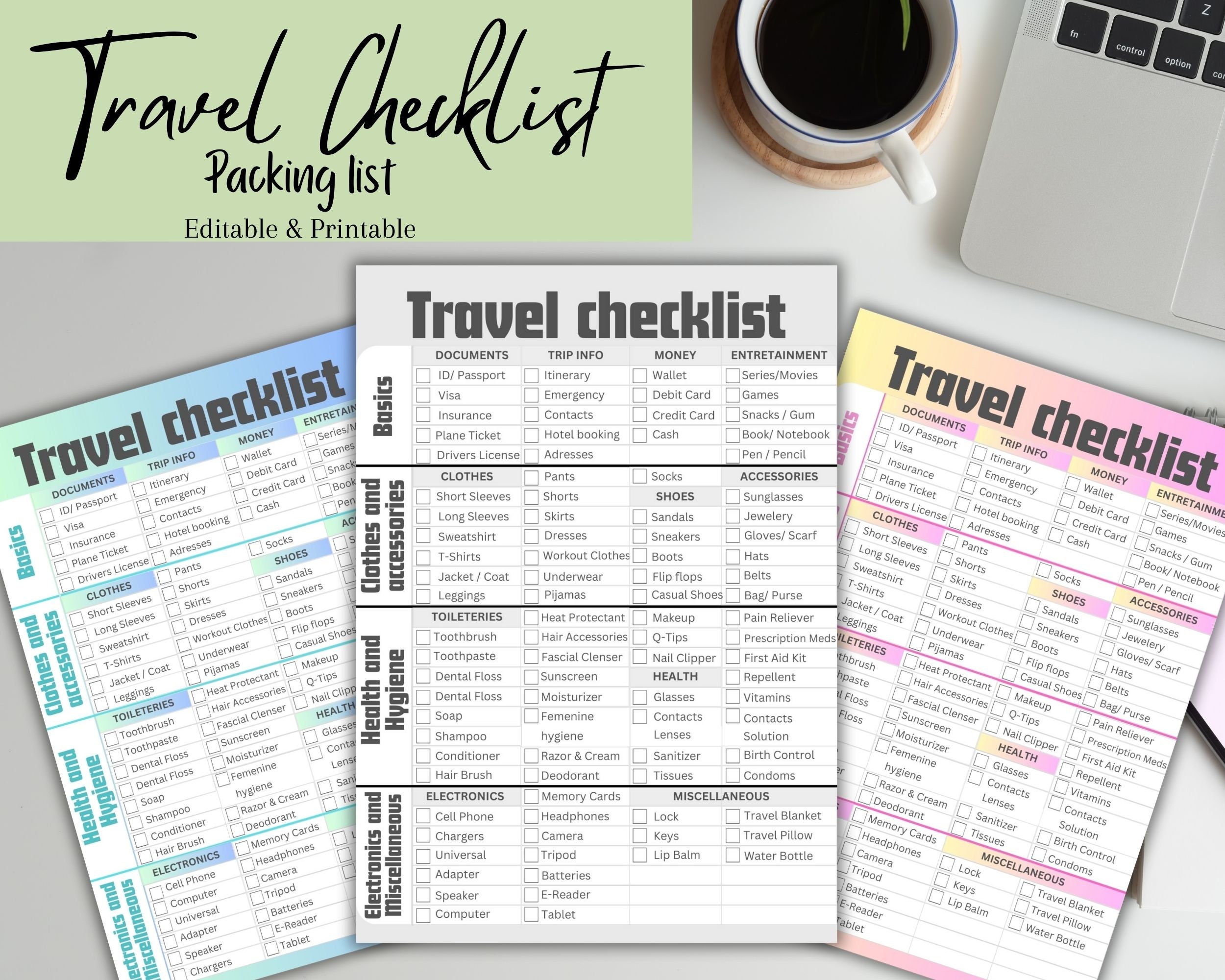 Editable Travel Planner, Travel Checklist, Trip Itinerary Planner ...