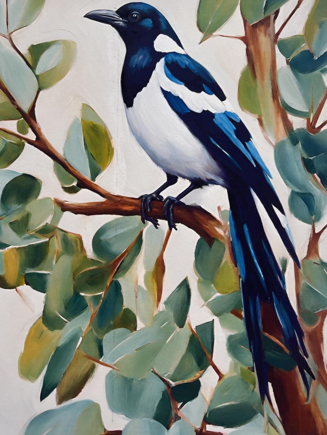 Printable Magpie on Gum Tree Australian Native Bird-digital Wall Art ...