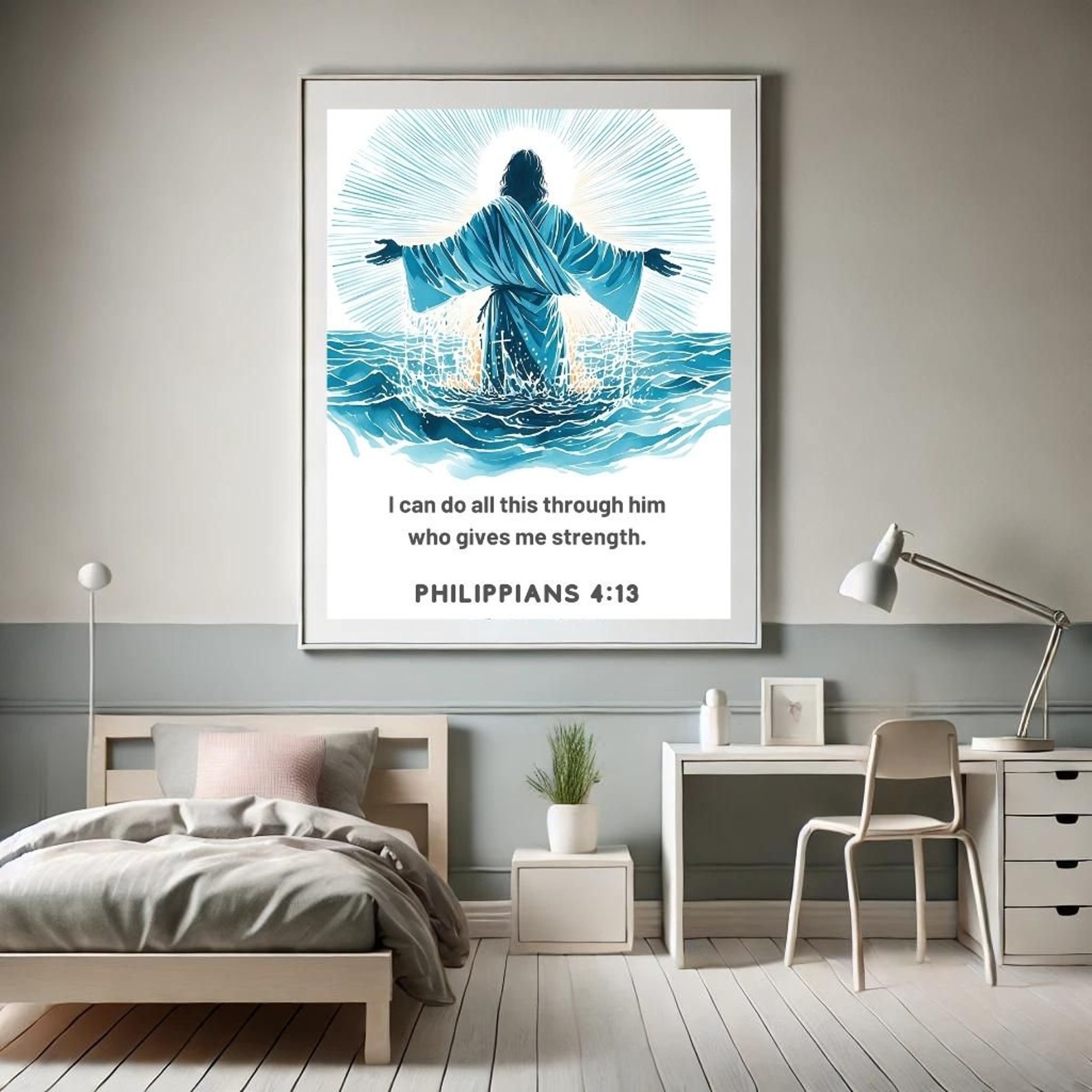 Philippians 4:13 Bible Verse Digital Poster, I Can Do All Things ...