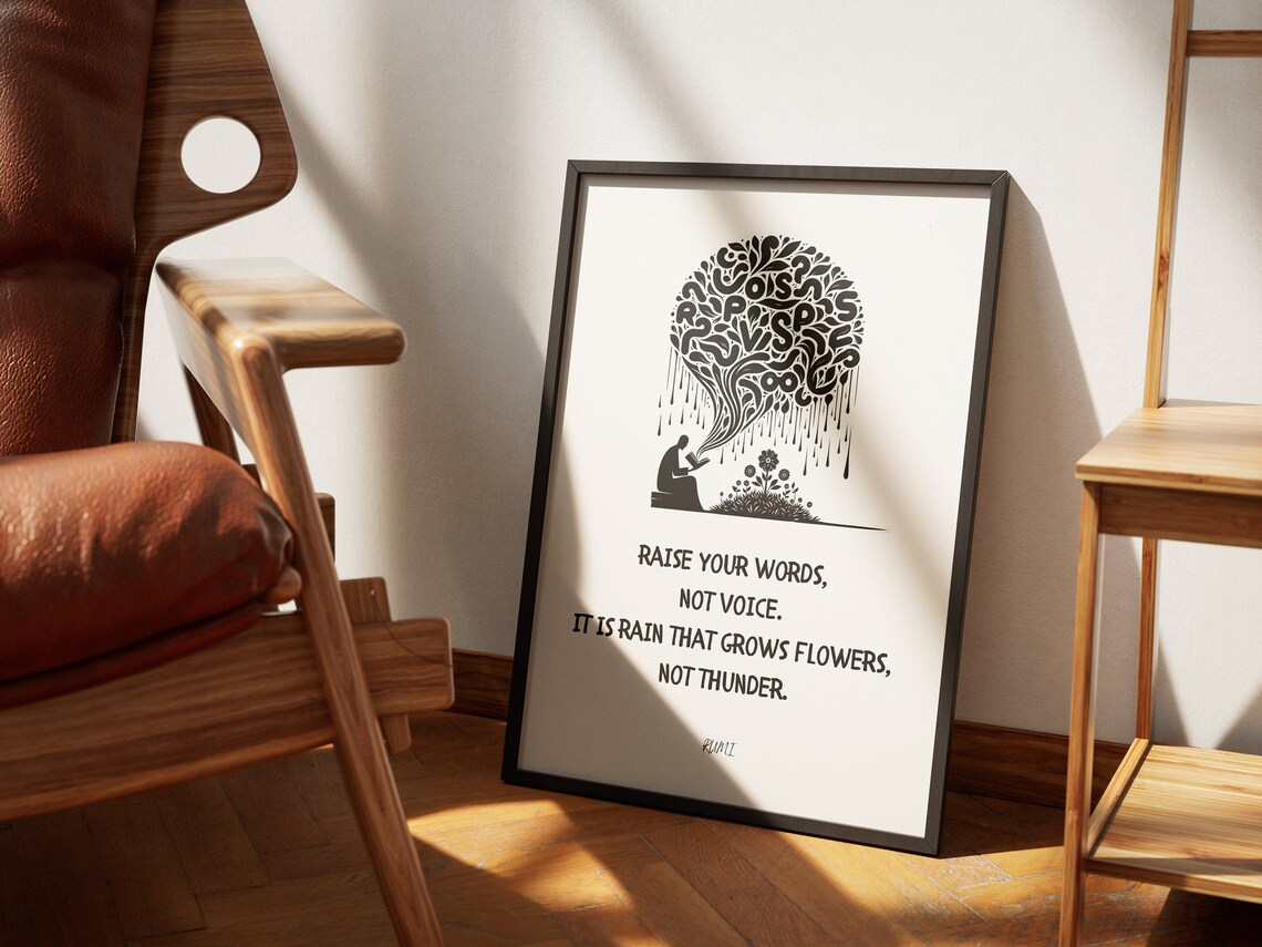 Rumi Inspirational Quote Digital Poster, Motivational Home Decor, Sufi ...