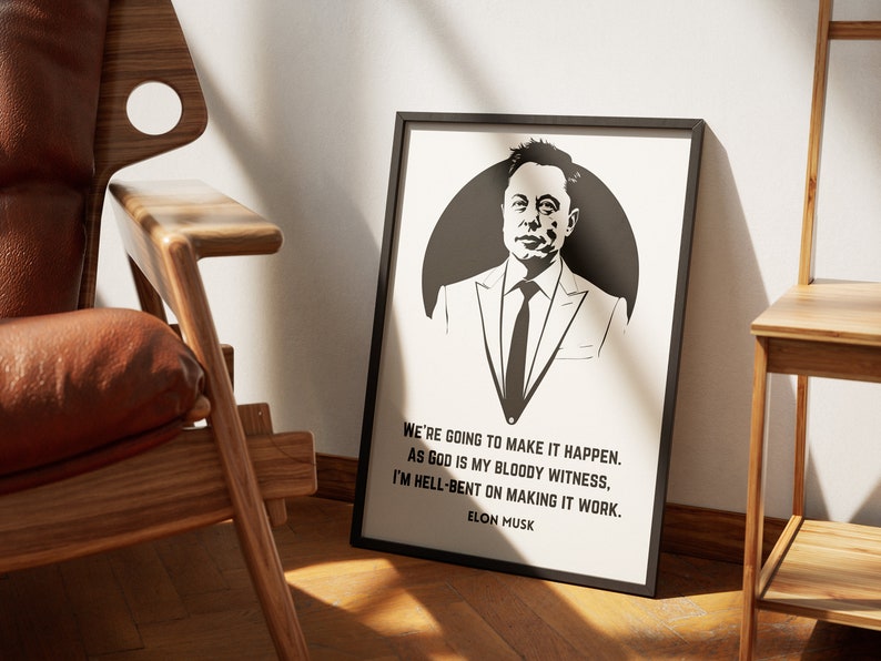 Elon Musk Digital Poster - High-resolution Artwork for Wall Art, Home ...