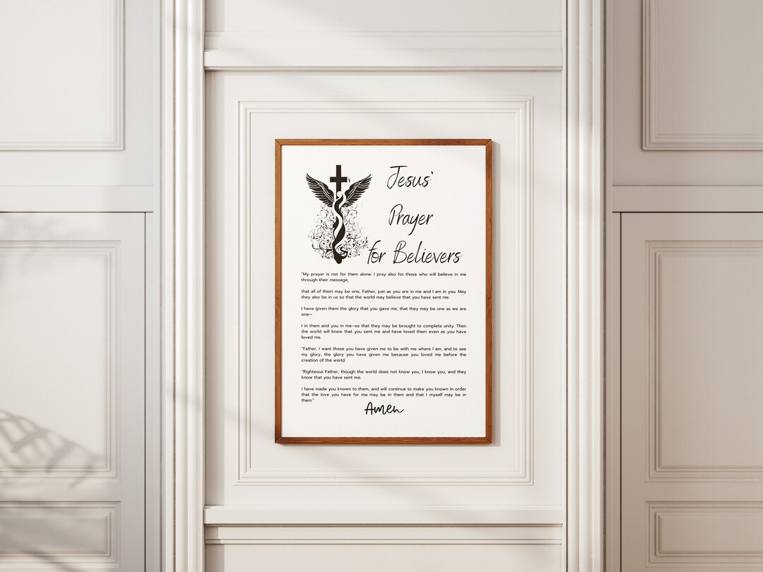 Jesus' Prayer for Believers Digital Poster, Inspirational Christian ...