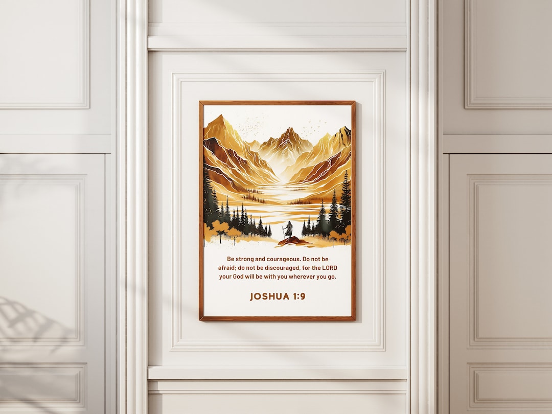 Inspirational Joshua 1:9 Bible Verse Digital Poster, Be Strong and ...