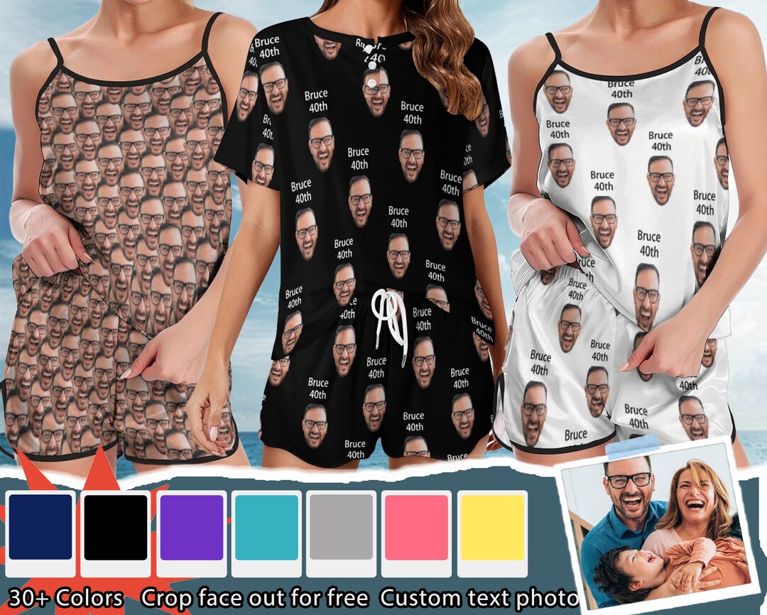 Custom Women Pajamas Set With Photo/text-birthday Party Gift-bachelor ...