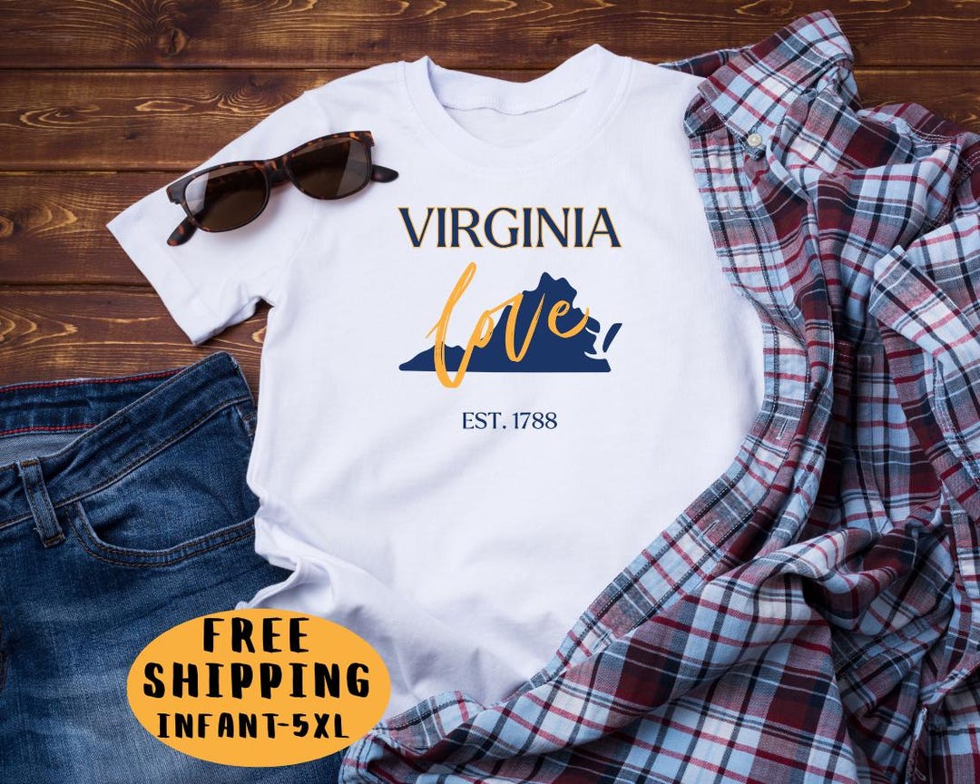 Love Virginia Graphic Map Tshirt, Patriotic State T-shirt, Casual ...