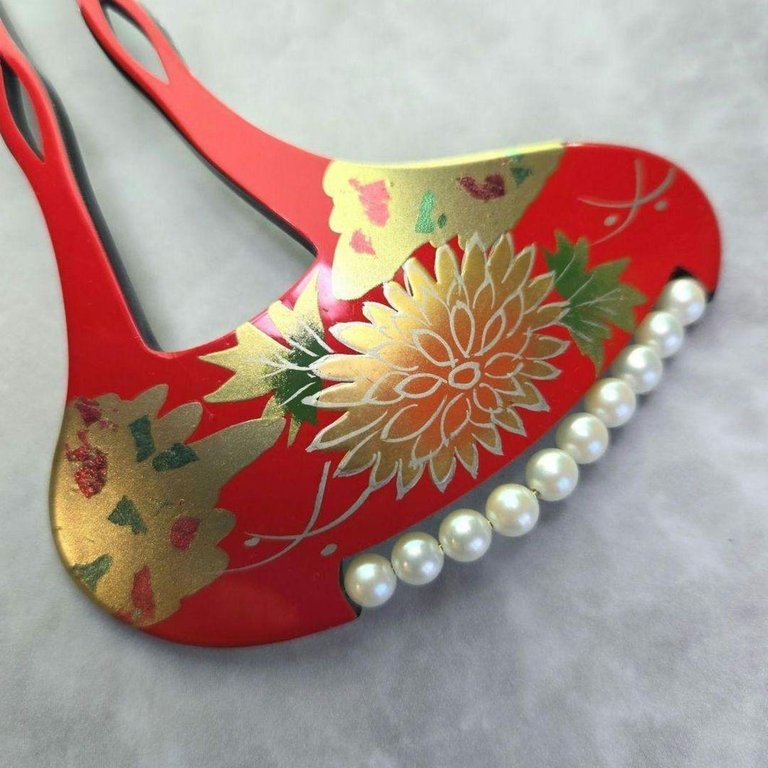 Japanese Traditional Red Bekko Style Kanzashi Hairpin, Japanese Wear ...