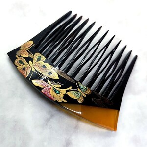 Japanese Traditional Comb, Comb Hairpin,white Bekko With Gold Lacquer ...