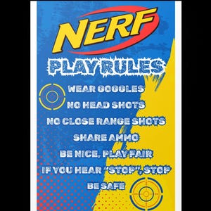 Editable Nerf War Rules Sign: Printable Canva Template (digital ...