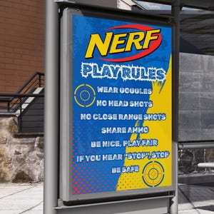 Editable Nerf War Rules Sign: Printable Canva Template (digital ...