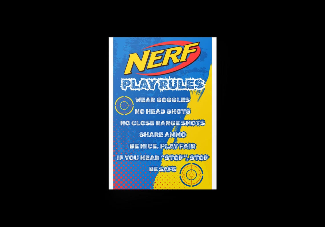Editable Nerf War Rules Sign: Printable Canva Template (digital ...