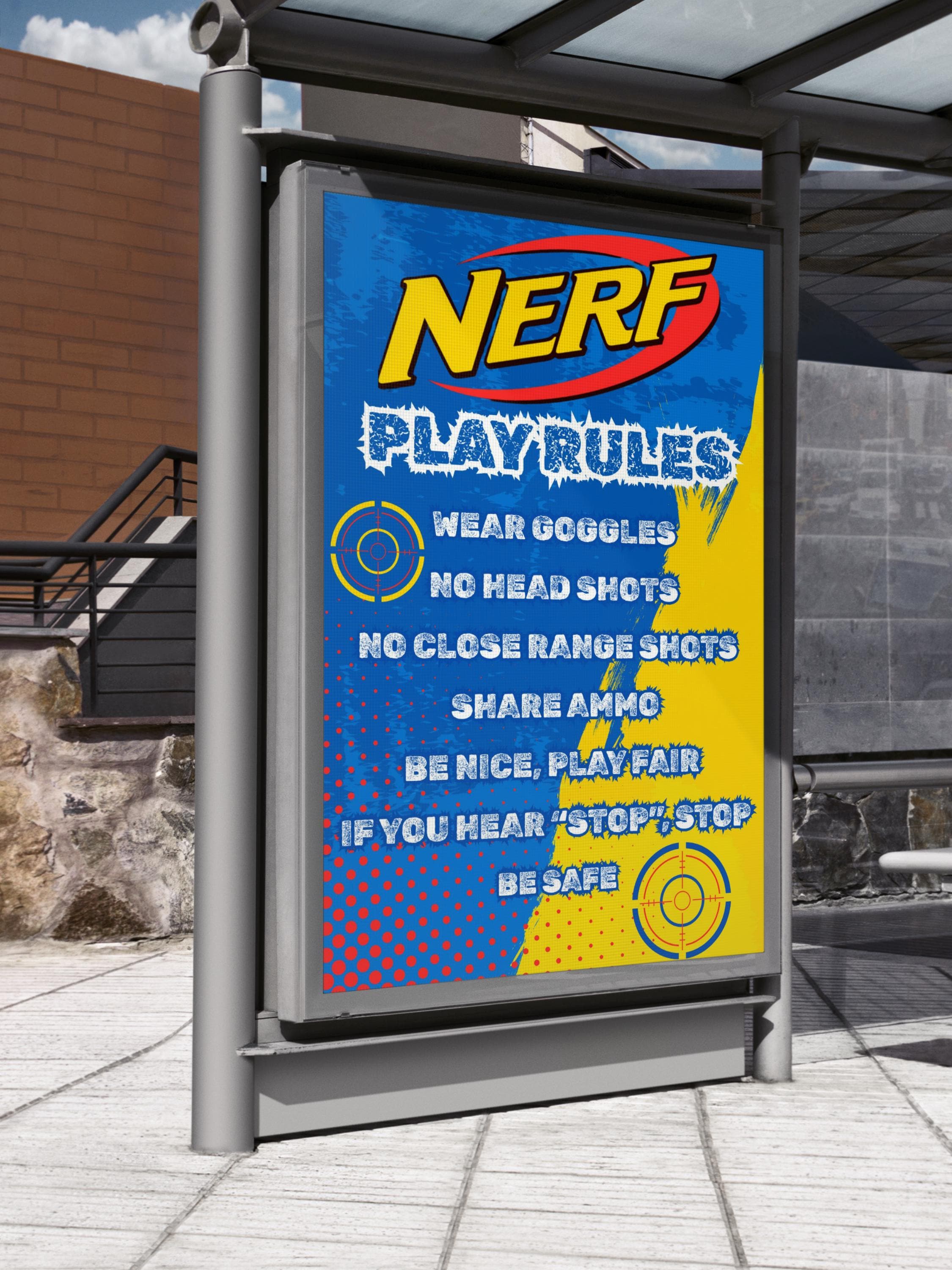 Editable Nerf War Rules Sign: Printable Canva Template (digital ...