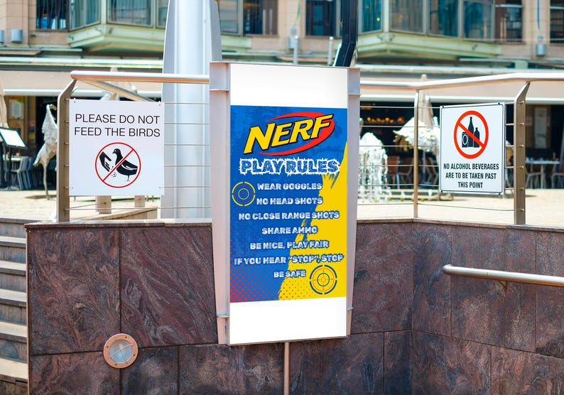 Editable Nerf War Rules Sign: Printable Canva Template (digital ...