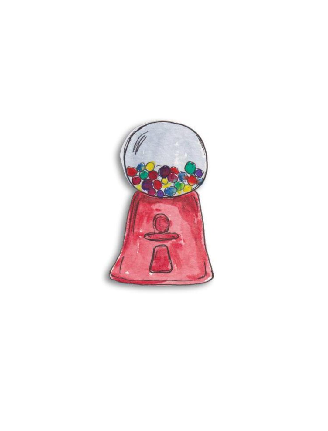 Cute Gumball Machine Card, Gumballs, Watercolor, Blank Inside ...