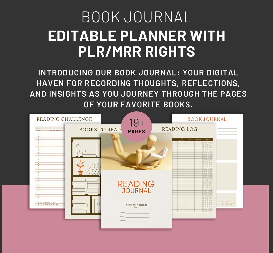 Book Journal 19 Pages Editable Templates With PLR and MRR Rights - Etsy