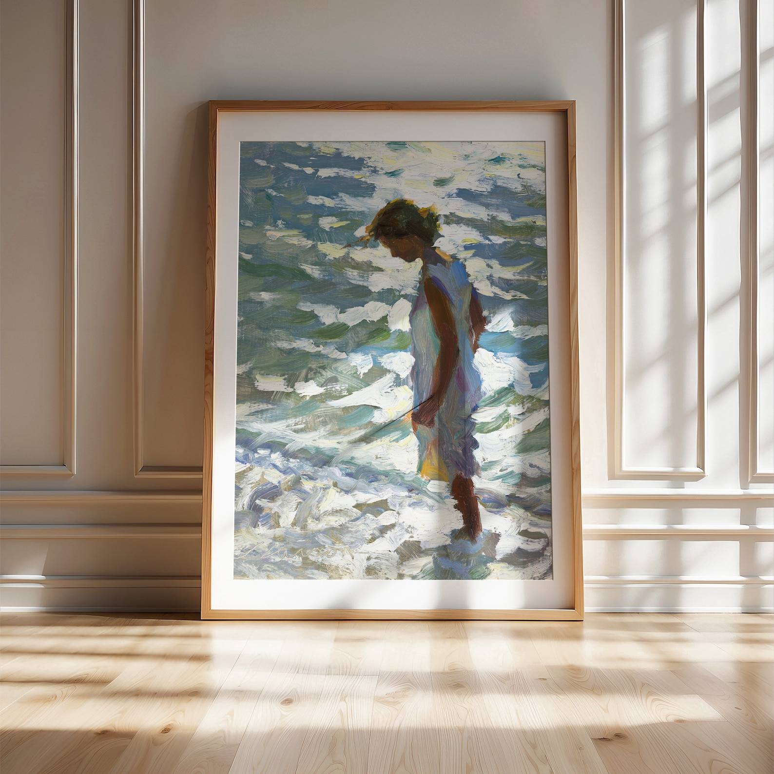 Backlit Woman Walking in Water Painting by Jeffrey T. Larson | Fine Art ...