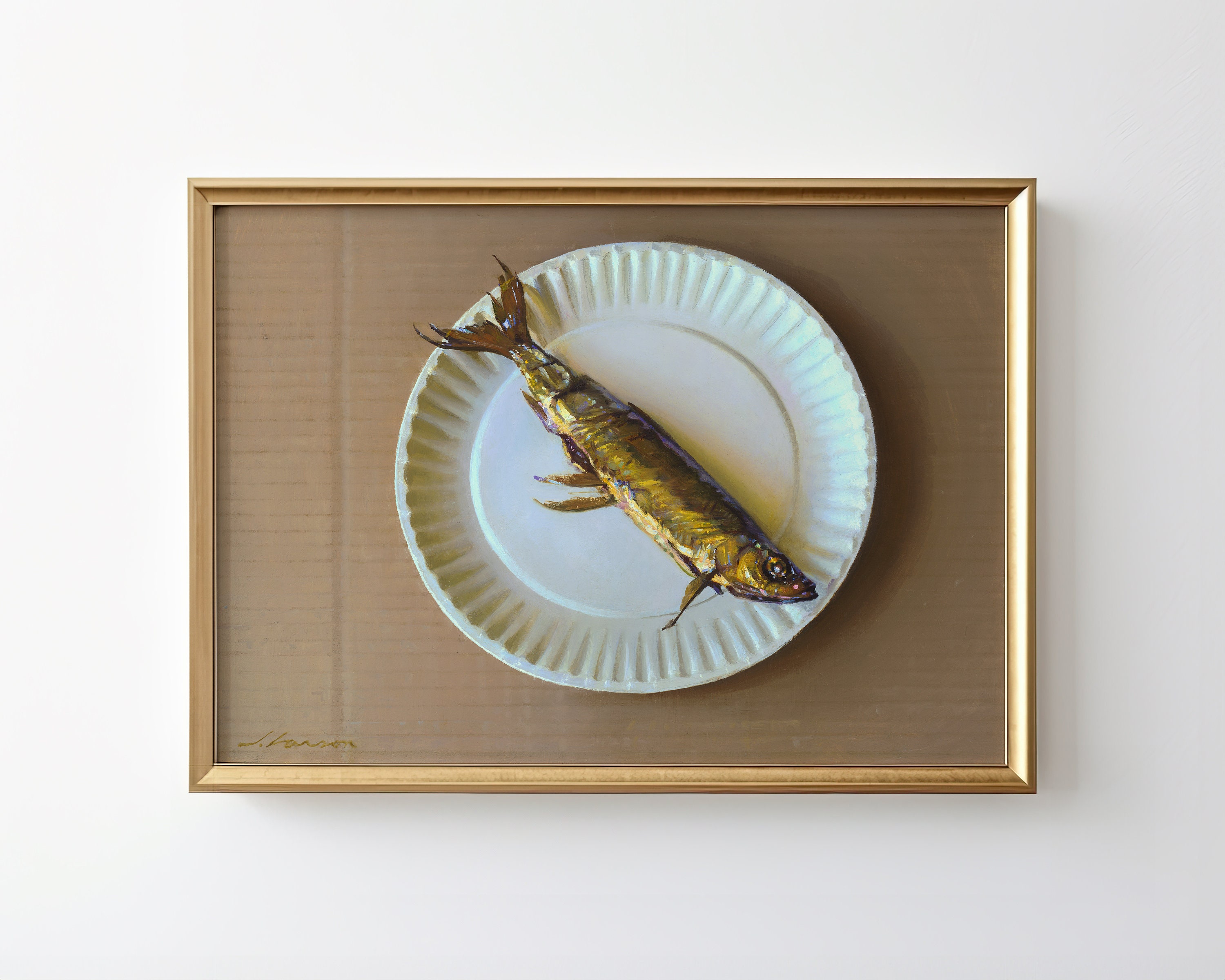 Smoked Fish on Paper Plate Painting by Jeffrey T. Larson | Fine Art ...
