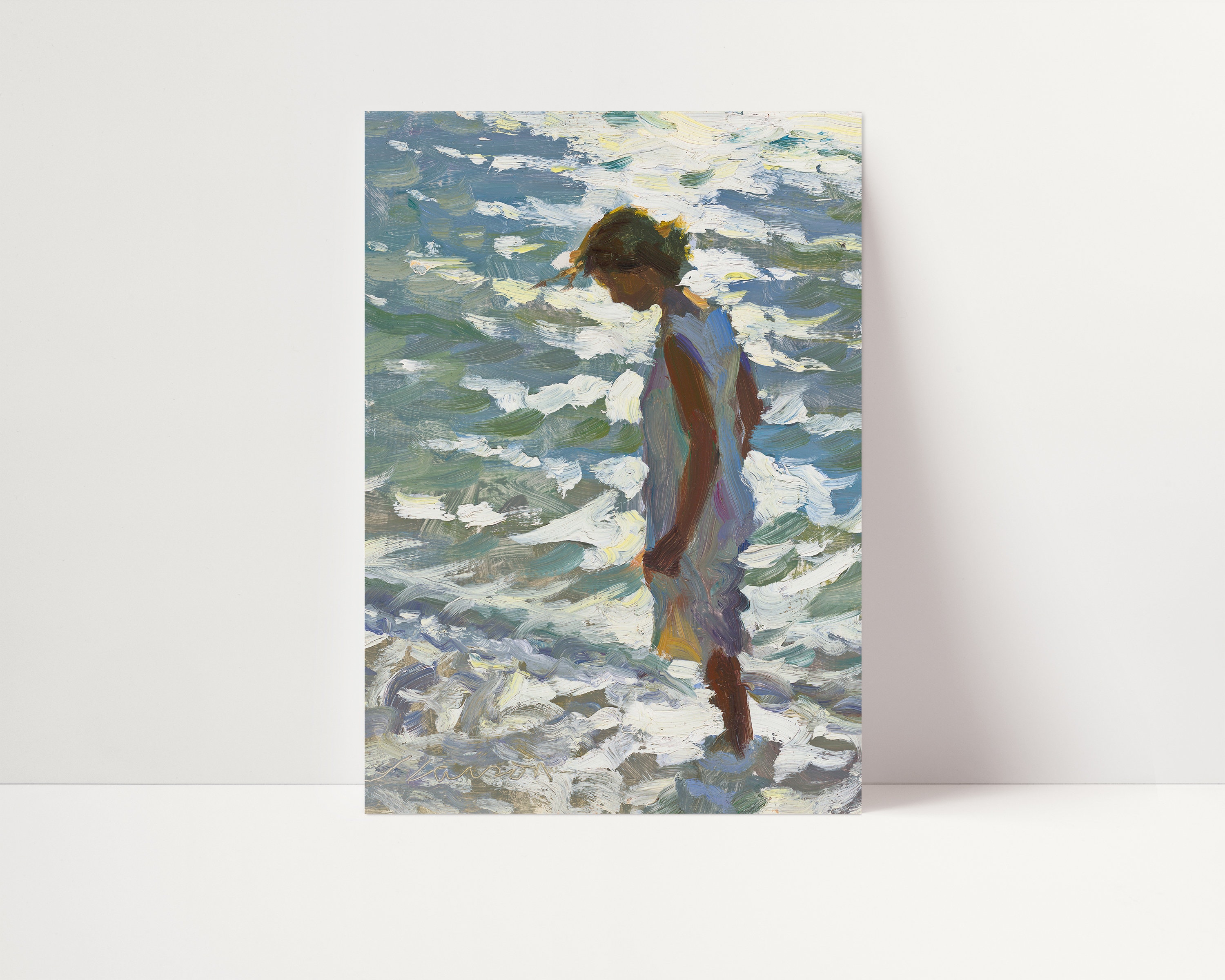 Backlit Woman Walking in Water Painting by Jeffrey T. Larson | Fine Art ...