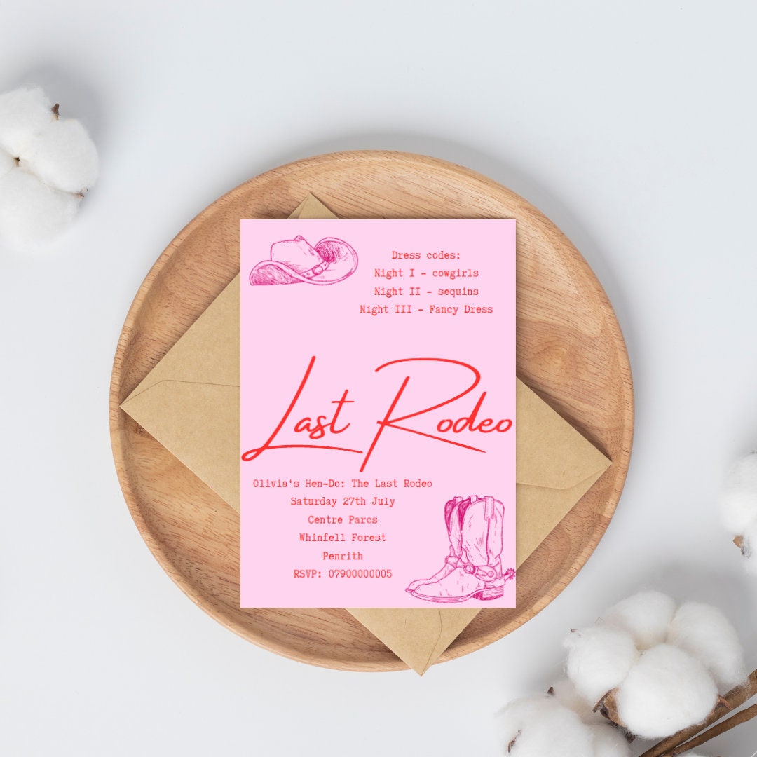 Last Rodeo Bachelorette Invitation | Rodeo Bridal Shower | Cowgirl ...