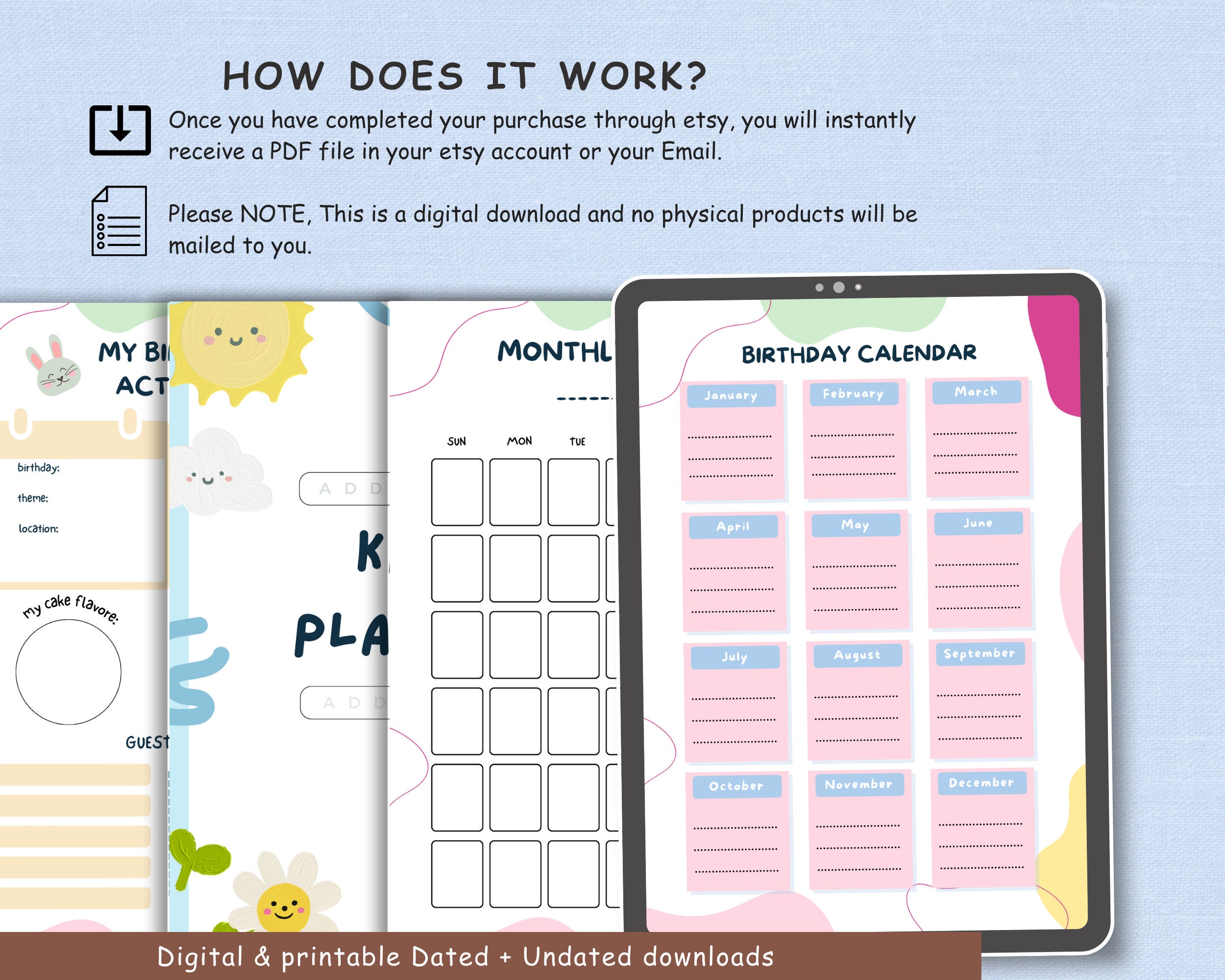 Kids Planner, Printable Kids Daily Planner, Daily Journal for Kids, 50 ...