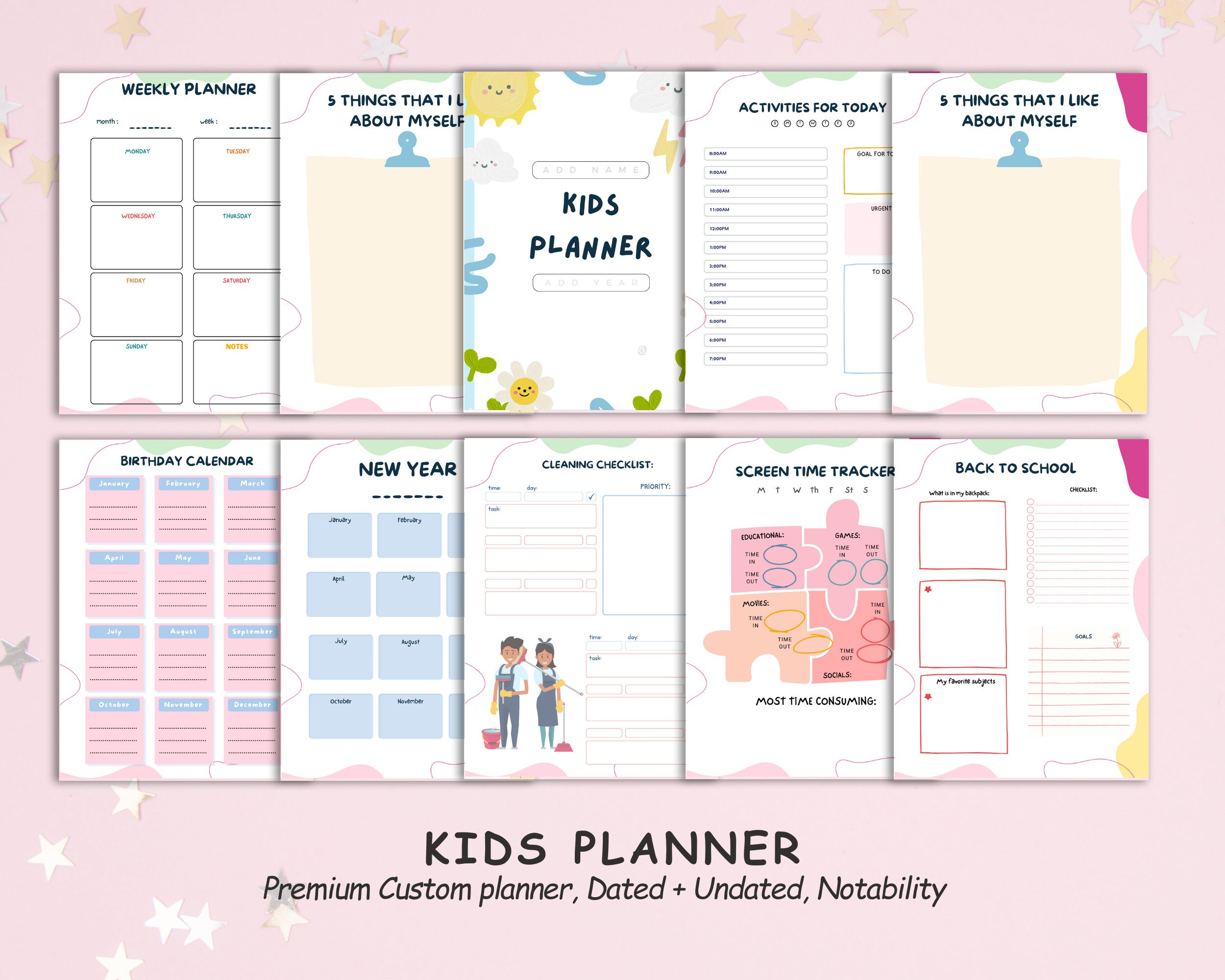 Kids Planner, Printable Kids Daily Planner, Daily Journal for Kids, 50 ...