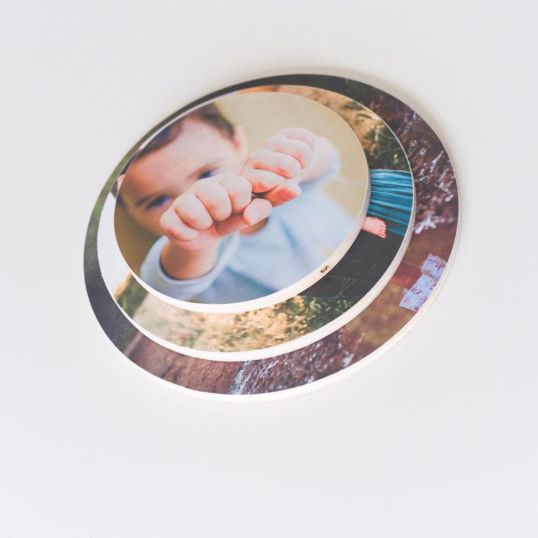 Custom Circle Photo Print on Wood | Custom Round Wood Photo Block ...
