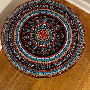 Hand Painted Wooden Table With Pointillism Technique! Unique Design - Etsy