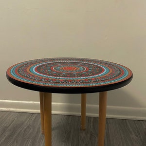 Hand Painted Wooden Table With Pointillism Technique! Unique Design - Etsy