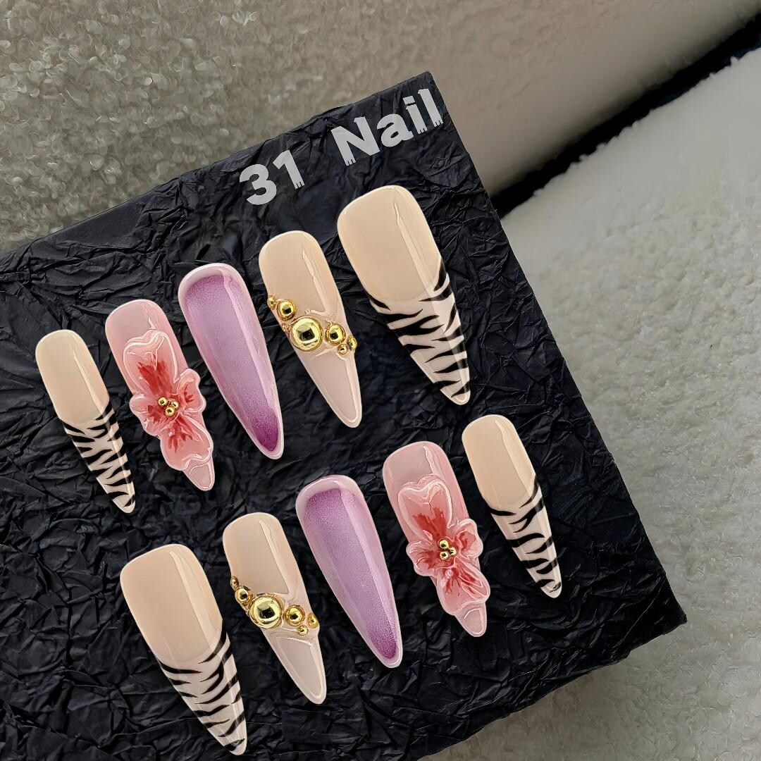Handmade Orchids Press on Nails - Chrome Fairycore Y2K Nail Art Set - Etsy