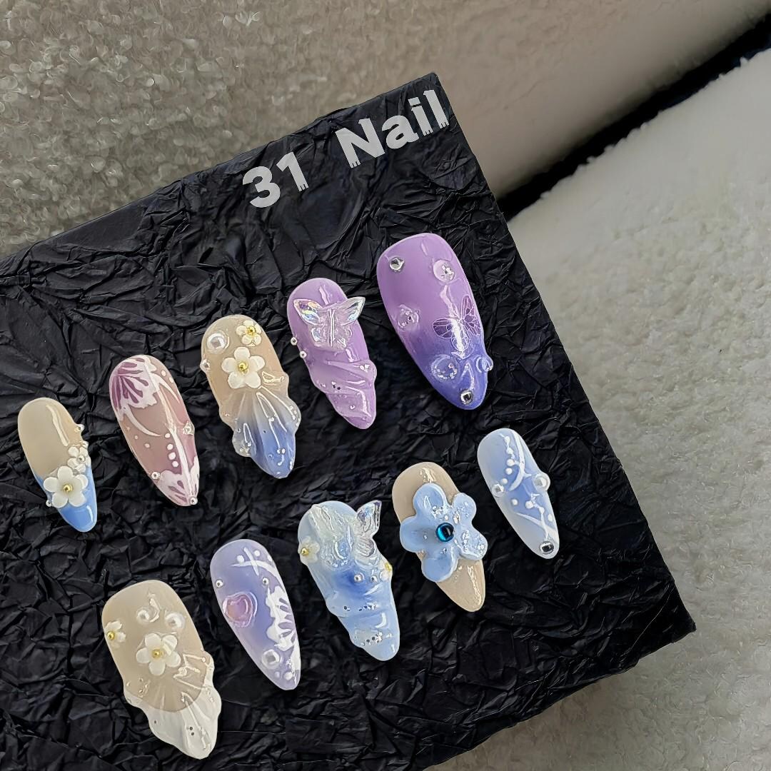 3D Floral Press on Nails - Bright Lush Colors, Blooming Beauty Nail Art ...
