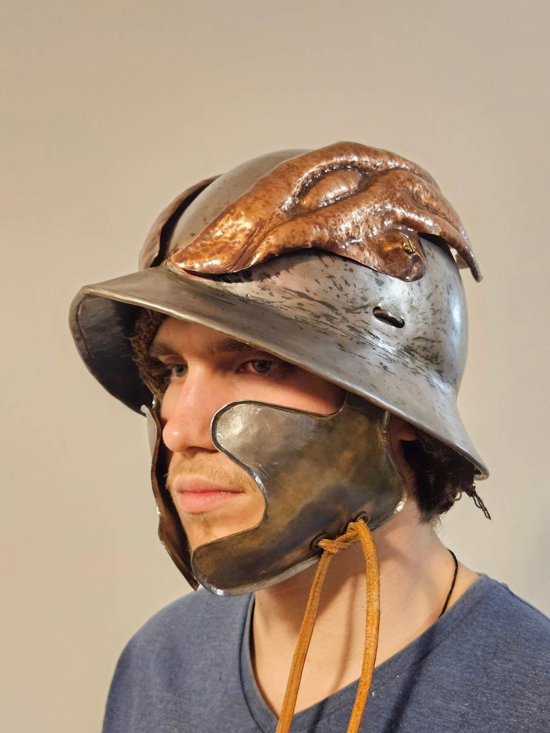 Helmet Morion/roman/kettle/accient With Copper Wings and Steel Cheeks ...