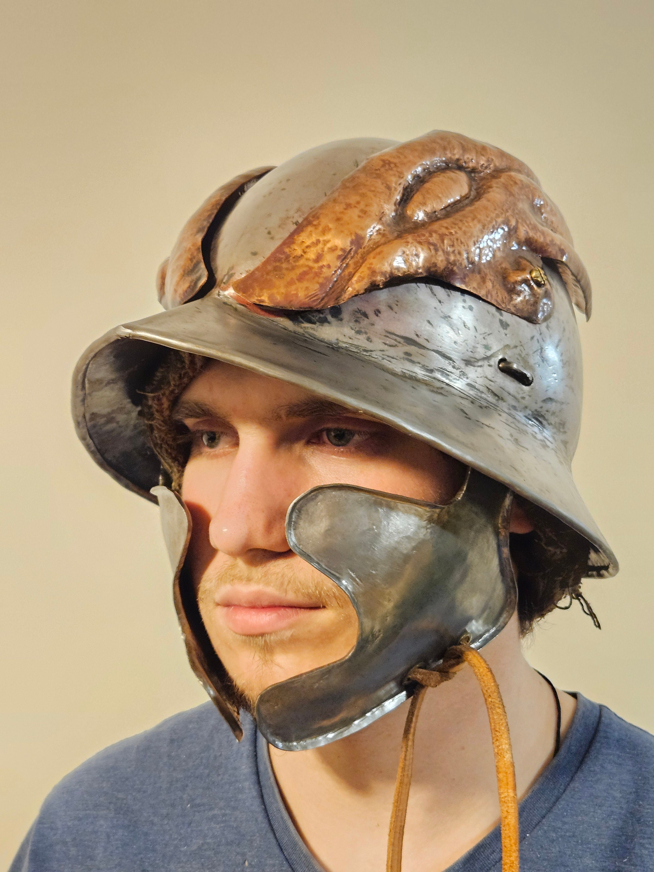 Helmet Morion/roman/kettle/accient With Copper Wings and Steel Cheeks ...
