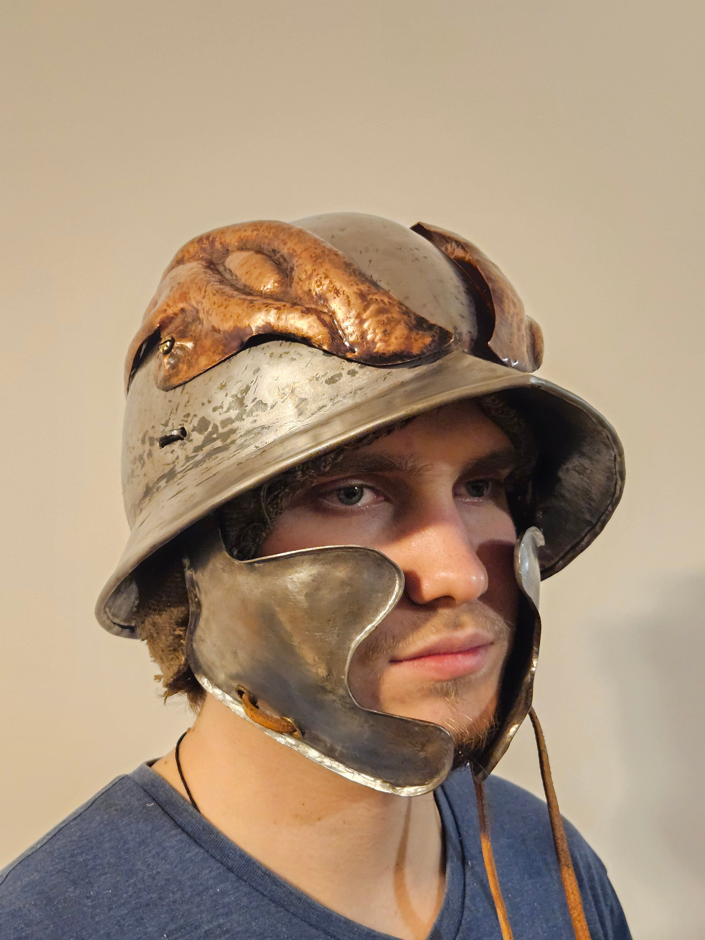 Helmet Morion/roman/kettle/accient With Copper Wings and Steel Cheeks ...