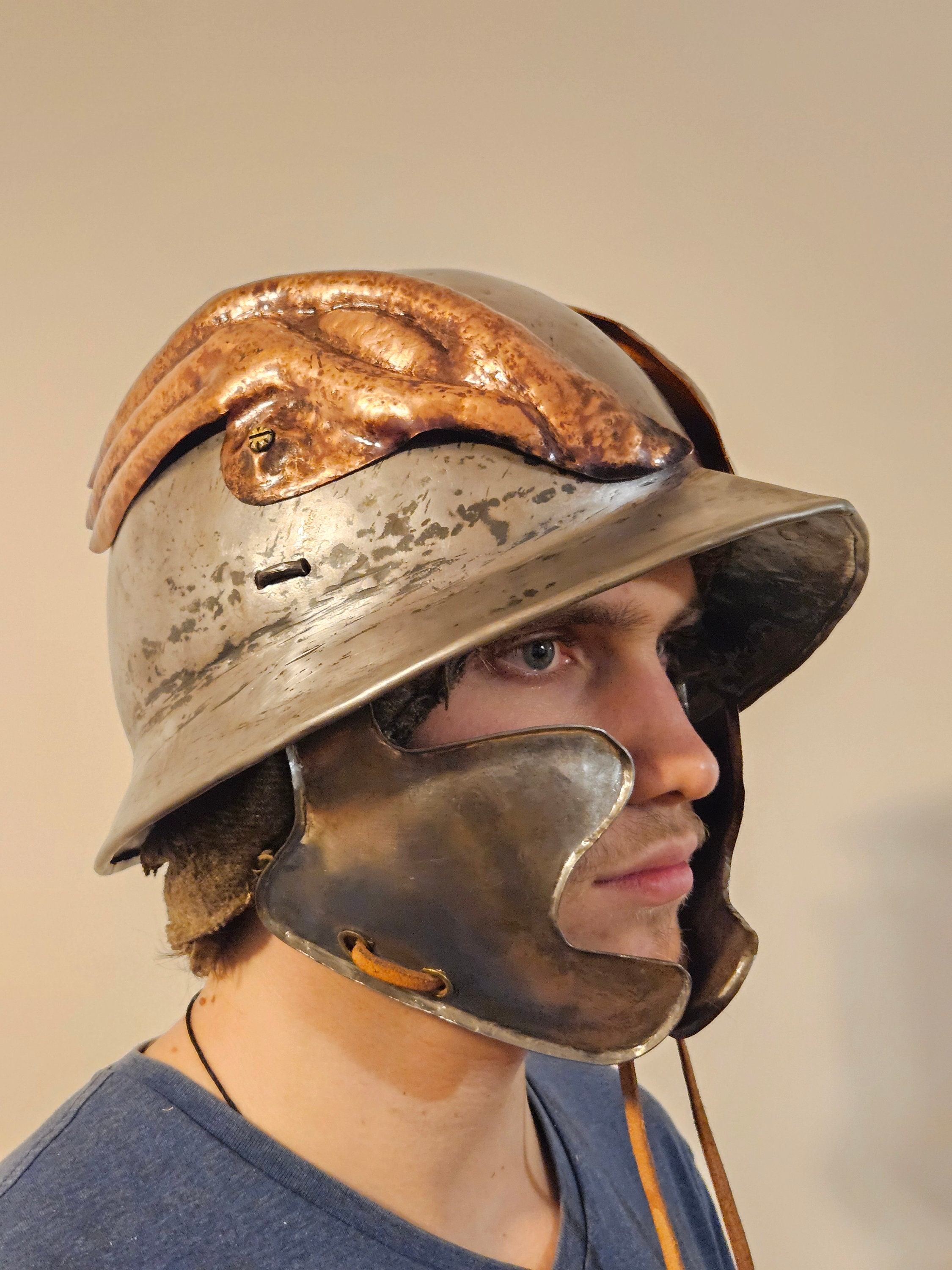 Helmet Morion/roman/kettle/accient With Copper Wings and Steel Cheeks ...