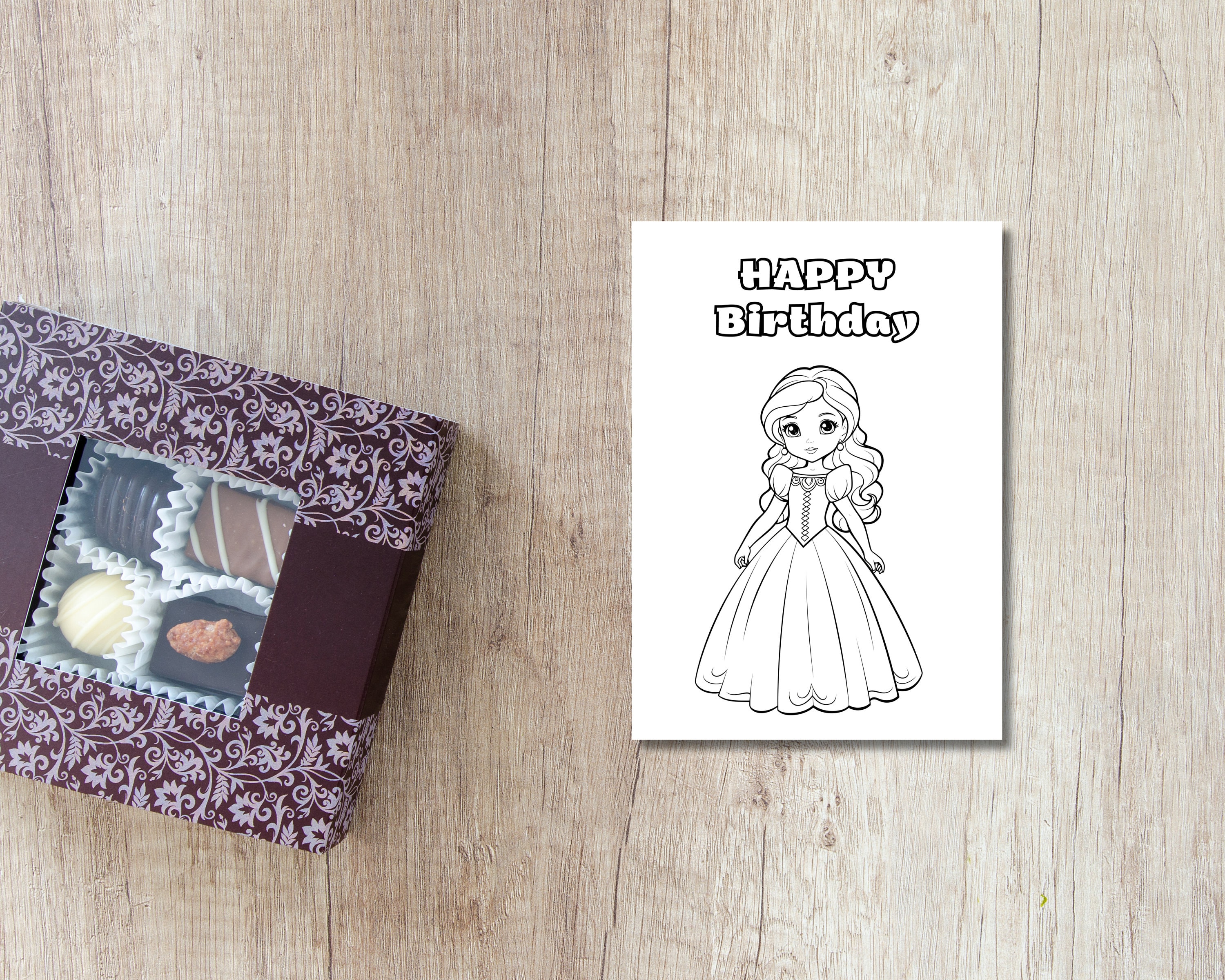 Princess Birthday Card, Instant Download, Kids Birthday Card, Printable ...