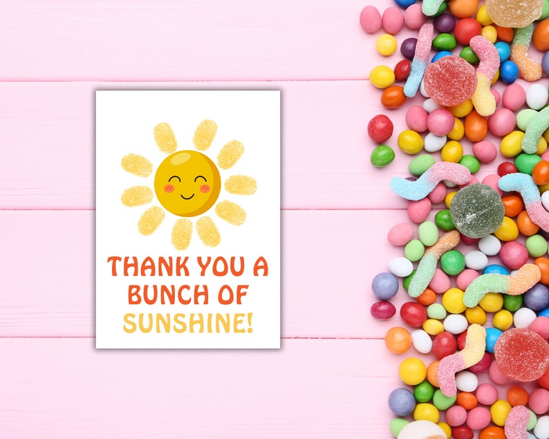 Sun Fingerprint Art, Sun Thank You Card, Thank You Printable ...