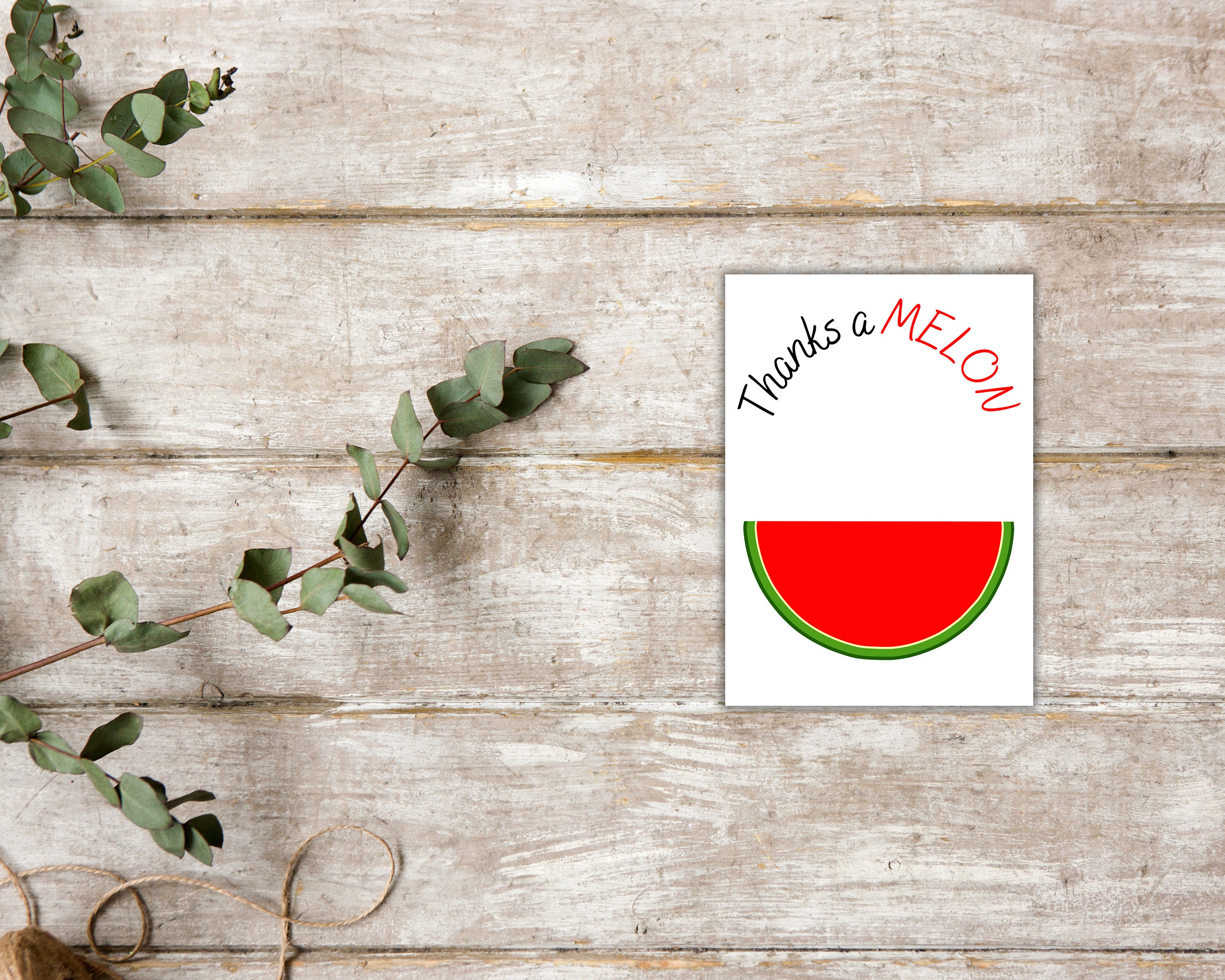Watermelon Thank You Card, Printable Thanks a Melon Card, Printable ...