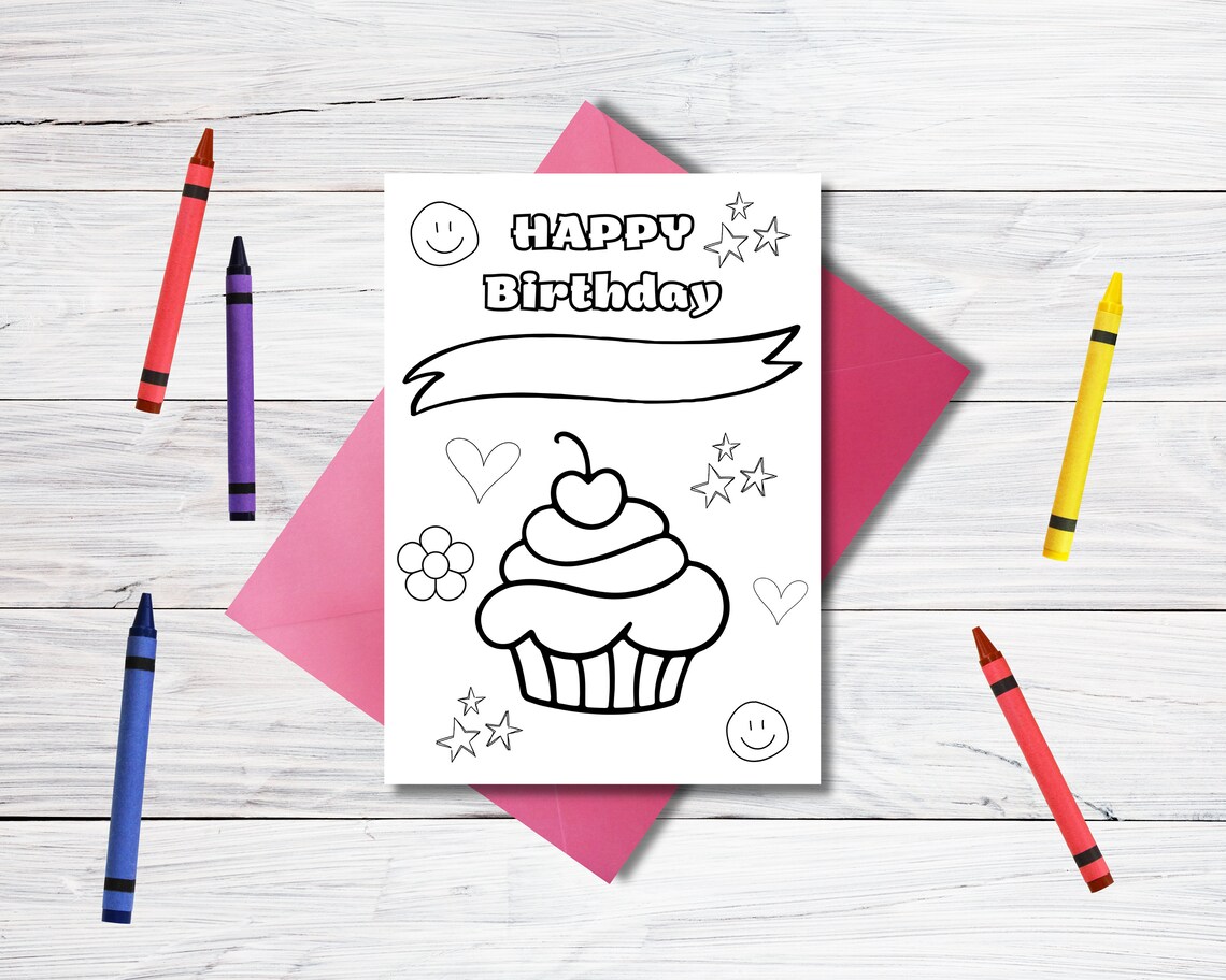Colorable Birthday Card From Child, Card for Friend From Kid, Printable ...